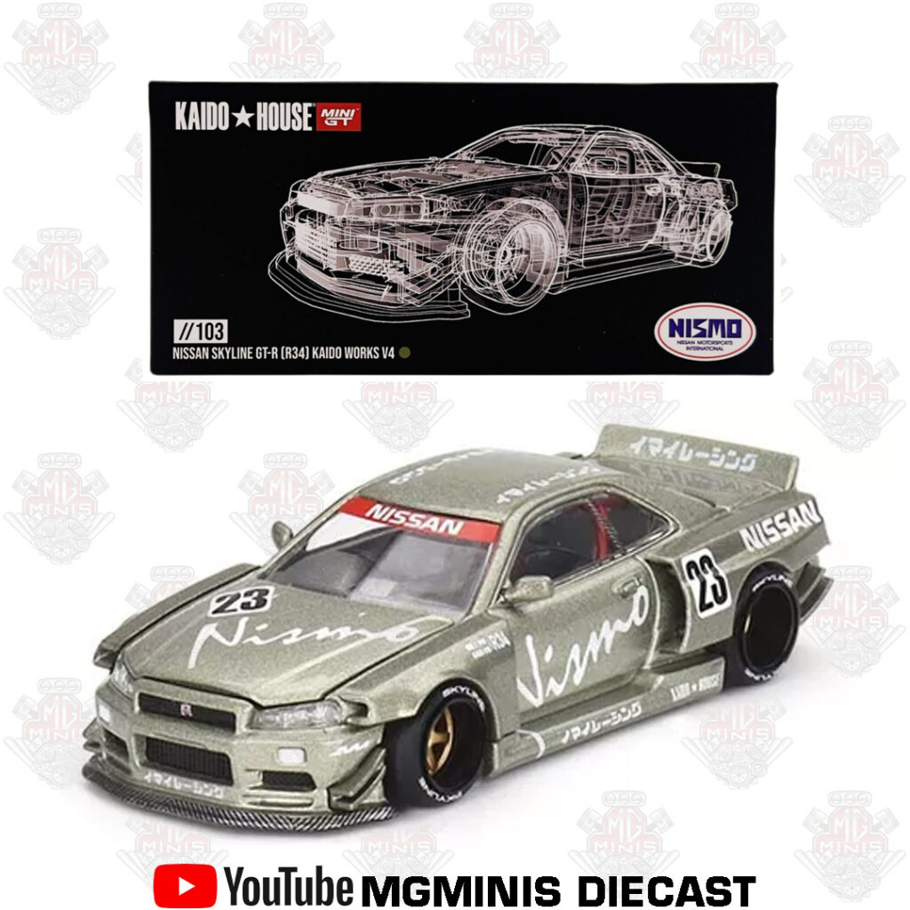 Mini GT Kaido House Nissan SkyLine R34 Nismo Verde #103 – MgMinis Diecast
