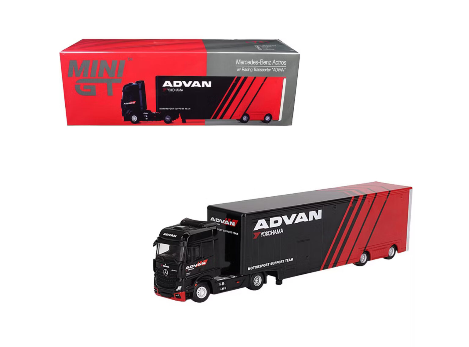 Mini GT Mercedes-Benz Actros with Racing Transporter ADVAN #741 ...