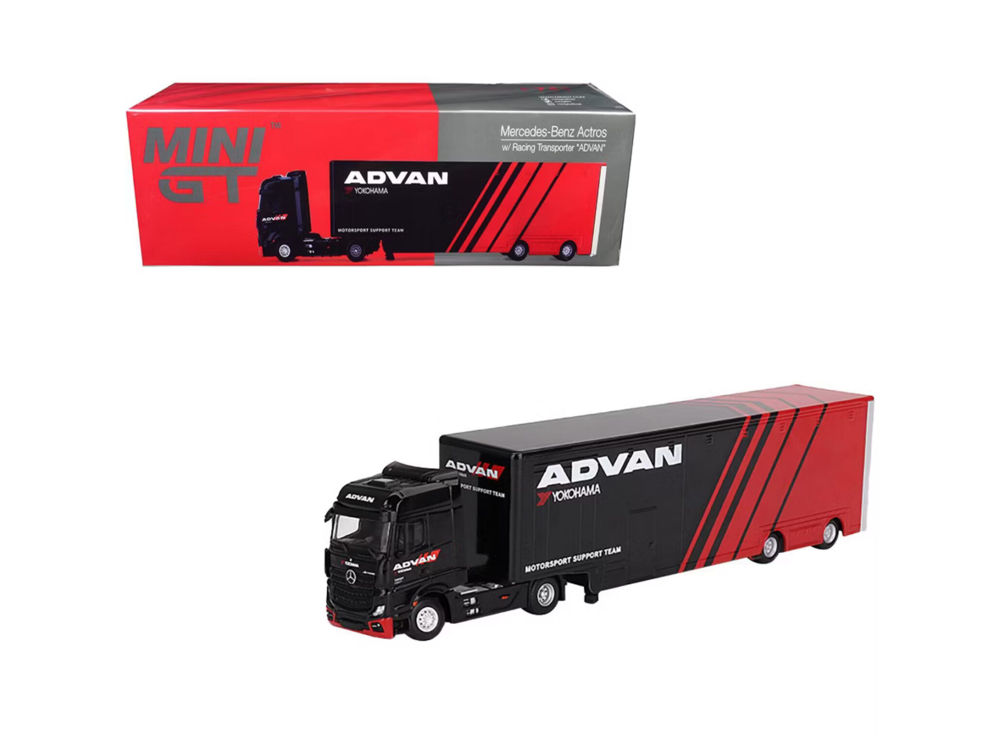 Mini GT Mercedes-Benz Actros with Racing Transporter ADVAN #741 ...